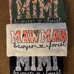 Mama Embroidered Blue Floral Applique Sweatshirt With Children Name ...