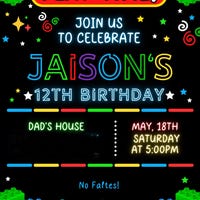 Patch Letter Invitation, Girl Birthday Invitation, Varsity Patch Party ...