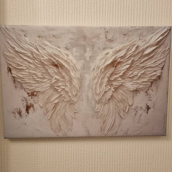 Luxurious Angel Printed on Canvas, Angel Wings Wall Art, Wall ...