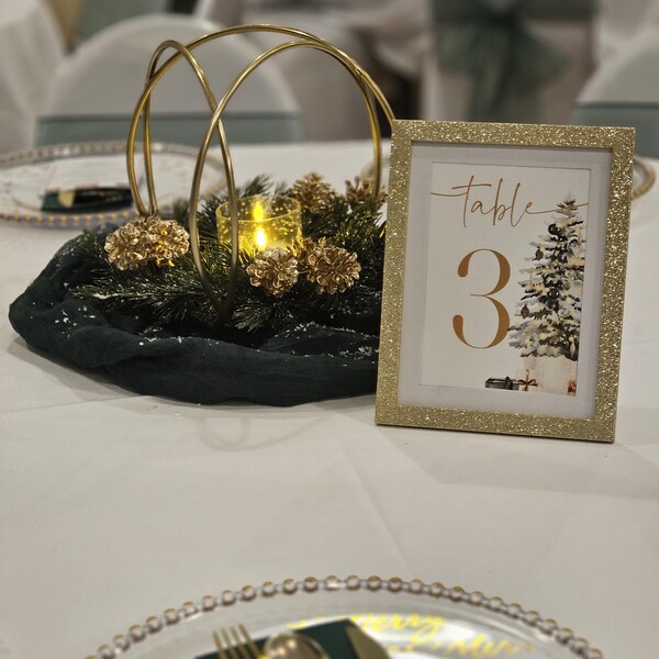 Christmas Party Table Numbers Template Christmas Wedding Dinner Table ...