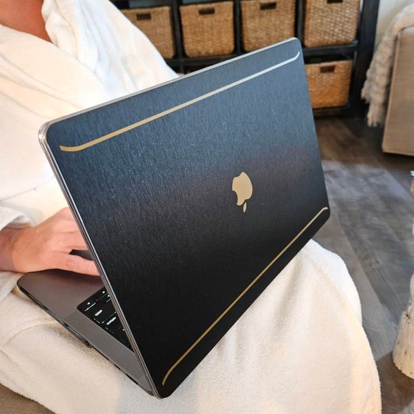 New MacBook M1, M2 Air, M1 Max MacBook Pro Black Leather Satin Gold ...