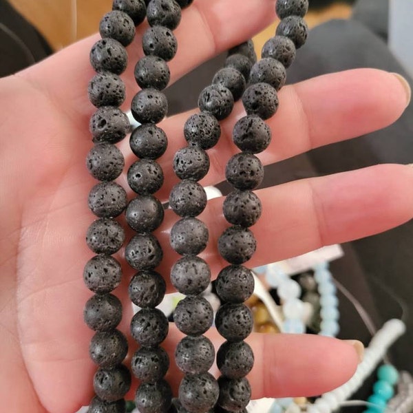 Natural Lava Rocks Diffuser Oil Round Beads - Lava Beads for Essential ...