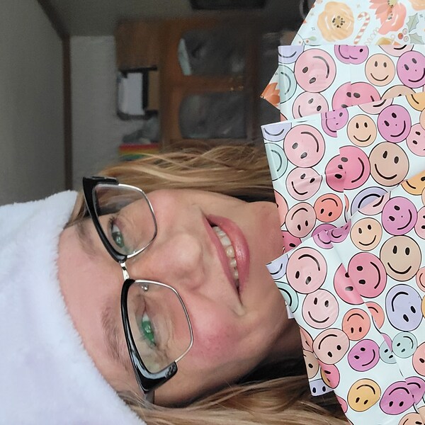 50-100ct BE HAPPY Happy Face Insert Cards, Small Business Thank You ...