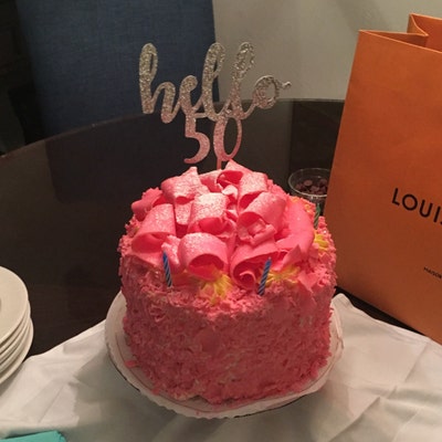 Hello 50 Happy Birthday Cake Topper Glitter Party Decorations for Him ...