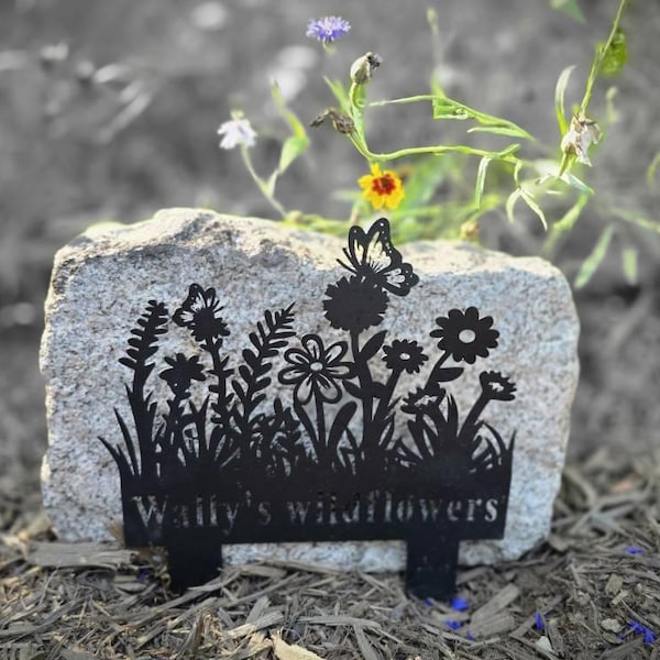 Custom Garden Sign With Stake, Flower Design Personalized Garden Sign ...