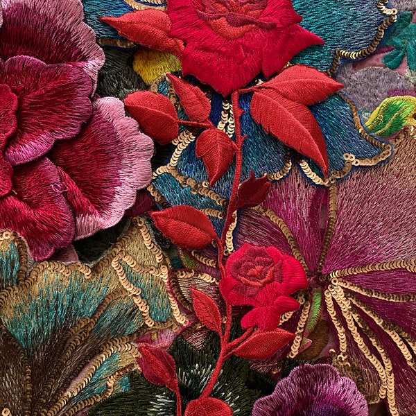 RED Rose Long Stem Applique Iron on for Lyrical Costumes, Garments ...