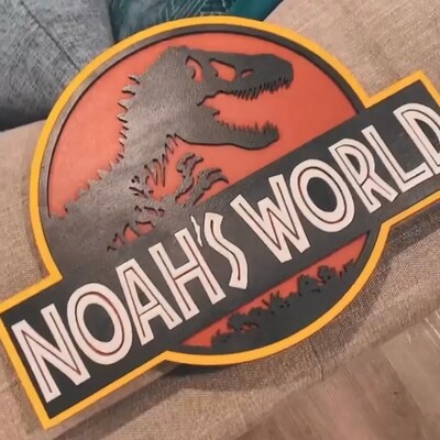 Dinosaur Personalized Name Sign, T-rex Wall Decor, Nursery Name Sign ...