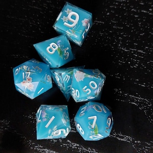 Violet Flower Dice Set, Heavy Metal Dnd Dice, D20 D12 D10 D% D8 D6 D4 ...