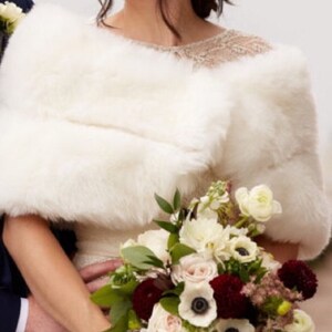 Red faux fur bridal wrap Wedding Fur shrug Wine Red Fur | Etsy