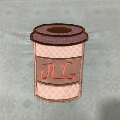 Coffee Cup Applique Embroidery Design. Coffe Mug Embroidery. Take Away ...