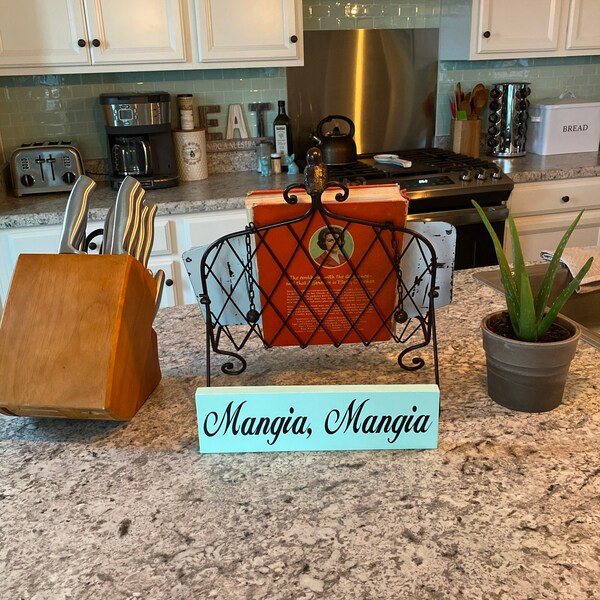 Mangia Mangia Wood Vinyl Sign Italian Tuscan Kitchen Eat Decor Wooden ...