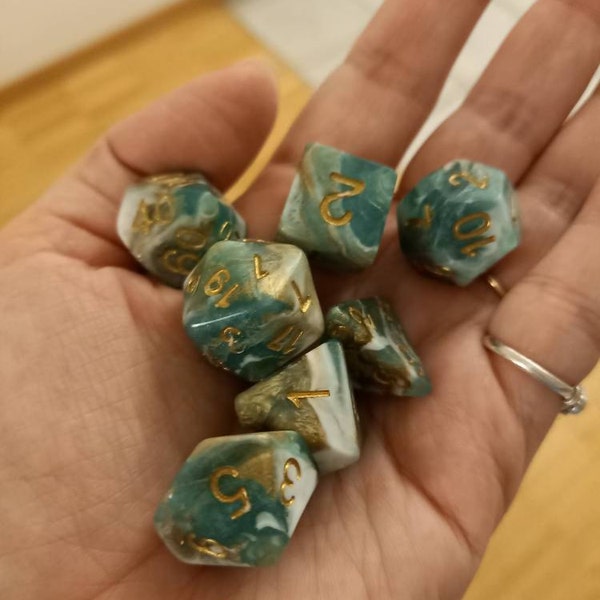 Royal Seastone Dice Set (made to Order) - Etsy