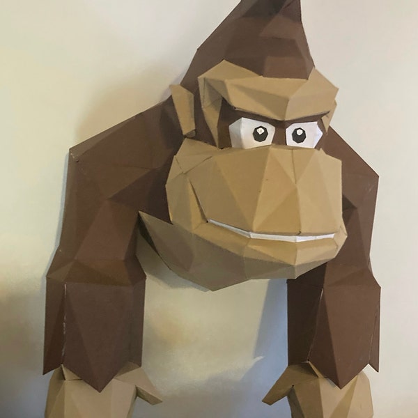 Donkey Kong Papercraft Template, Abstract Low Poly 3D Origami, Home ...