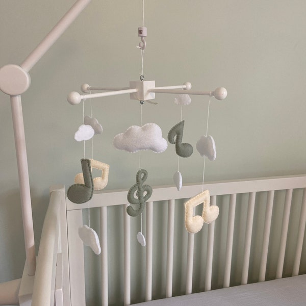 Music Note Mobile: Modern Nursery Musical Note Decor in Girl Room ...