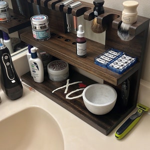 The Ultimate Wood Shaving Razor and Brush Double Decker Stand | Etsy