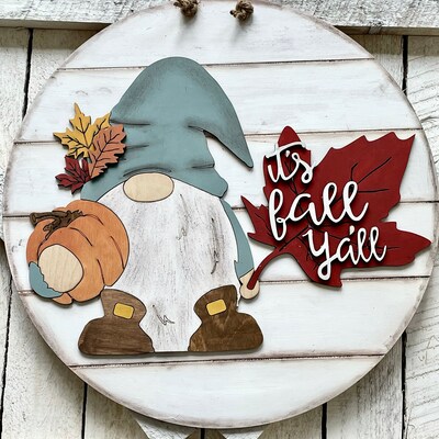 It's Fall Gnome Sign Fall Sign SVG Laser File Glowforge File Fall Gnome ...