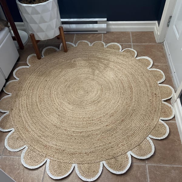 Indian Handmade Natural Round Jute Rug Bedside Round Rug Circle Rug New ...
