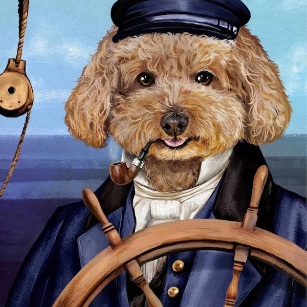 Sea Captain, Pet Portrait, Custom Pet Portrait, Royal Pet Portrait, Pet ...