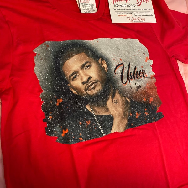 Usher Glitter Tee red Design - Etsy