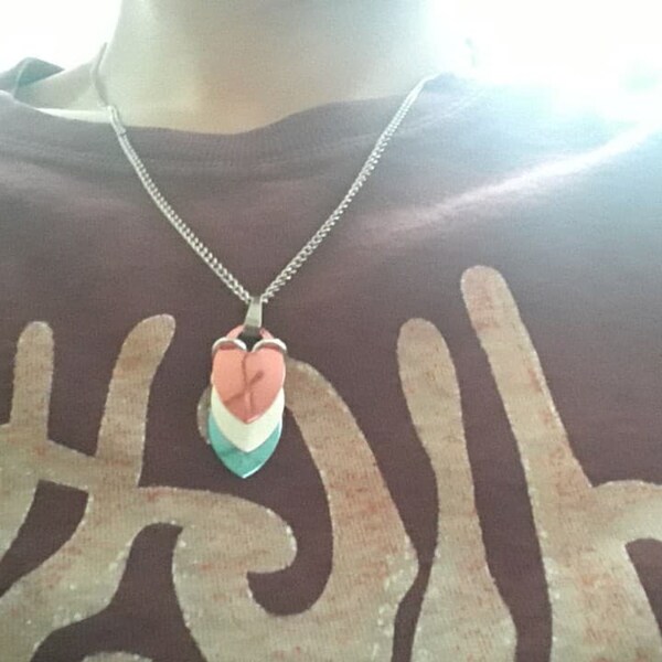 Transgender Pride Pendant Necklace, Chainmail Scale Pendant, Trans ...