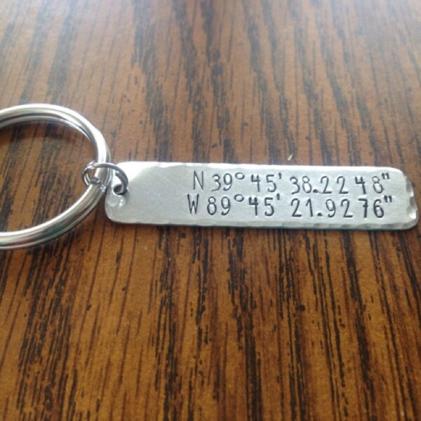Personalized Latitude Longitude Keychain, Stainless Steel Coordinates ...