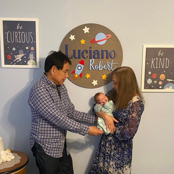 Space Name Sign, Space Wall Art, Nursery Name Sign, Outer Space Decor ...