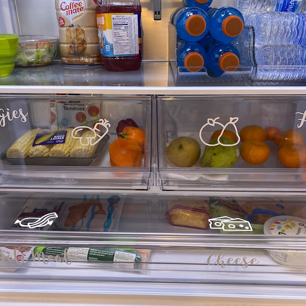 Custom Fridge Drawer Labels: Vinyl Decals, Kitchen Organization - Etsy