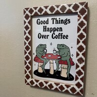 Retro Frog Coffee Print Vintage Positivity Quote - Etsy