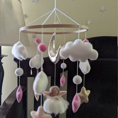 Nursery Baby Mobile, Fairy Mobile, Baby Mobile, Baby Mobile Girl, Wool ...
