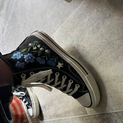 Embroiered Converse/custom Converse Daisy High Tops/embroidered ...