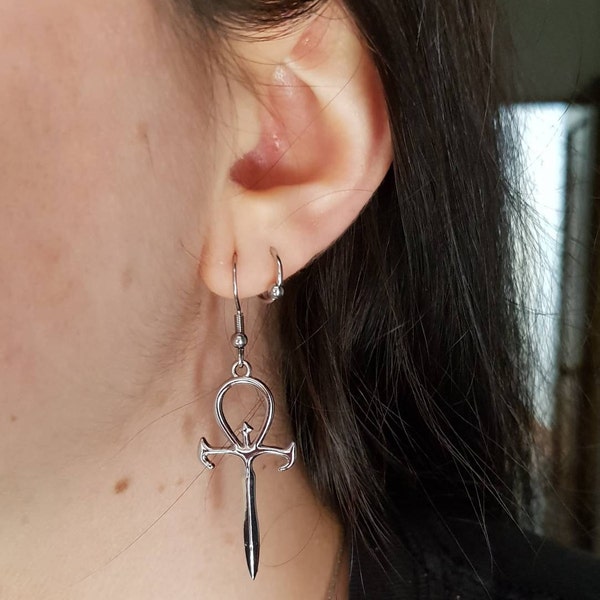 Vampire Ankh Earrings (2 Styles)- Occult Vampire Nosferatu Ankh ...