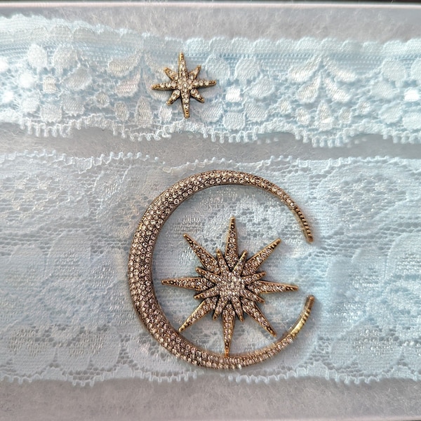 Stars and Moon Wedding Garter Set, Celestial Garters, Garters With ...
