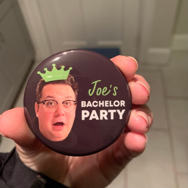 Custom Personalized Bachelor Party Photo Button // [groom's] BACHELOR ...
