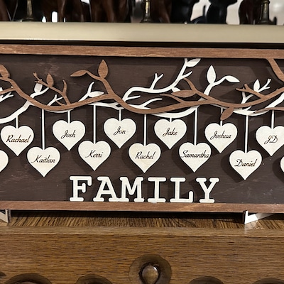 Family Tree Hanging Heart 3D Wall Hanging Decoration or Gift - Etsy
