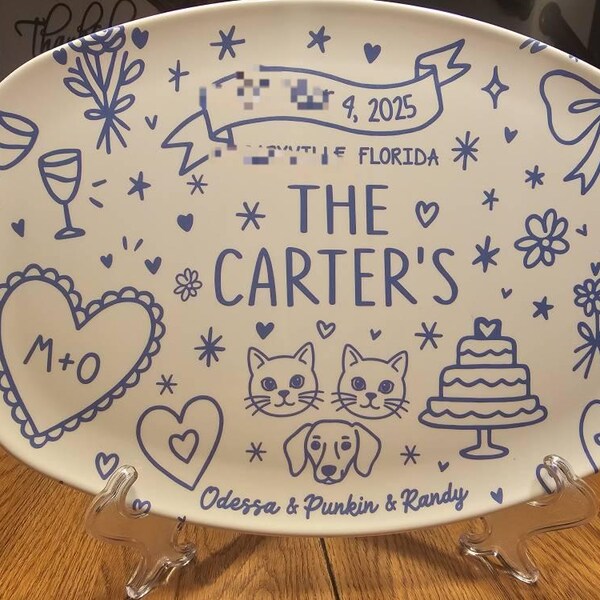 Personalized Wedding Platter: Custom Bridal Gift, Names & Date - DECOR ...