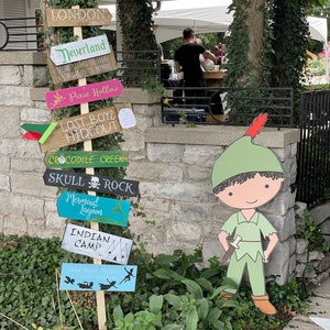 Customized Directional Sign Wooden Mile Marker Peter Pan Neverland ...