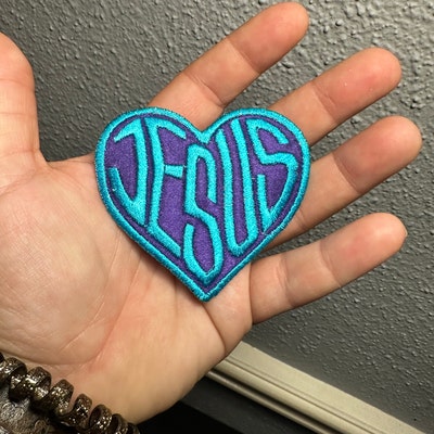 Love Jesus Patch Metallic Lime Green Heart Shaped Iron on or Sew on ...