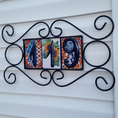 Iron Frame Plaque Holder for Tiles House Numbers Home Address Tiles ...