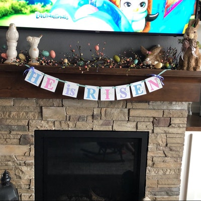 Christian Easter Decorations He is RISEN Banner Easter Garland ...