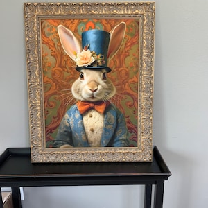 Victorian Bunny floral Portrait Art Print Victorian Wedding Party ...