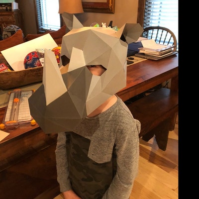 DIY Rhino Mask Paper Craft Template Printable Rhinoceros - Etsy Denmark