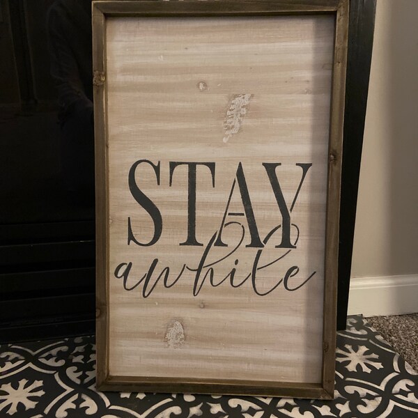 Farmhouse Stencil, Stay Awhile Stencil, Mylar Stencil, Reusable Stencil ...