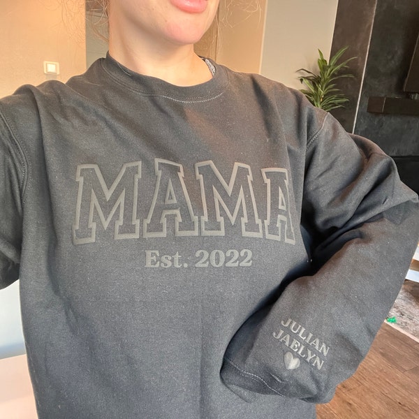 Mama Keepsake Sweatshirt With Puff Embossed Lettering and Personalized ...