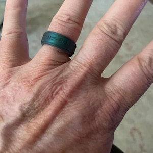 Forest or Mountain Silicone Ring in Iridescent Green or Blue Dual Layer ...