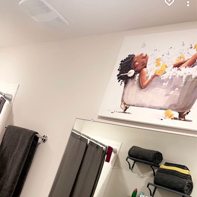 Cute African Girl in Bathtub Canvas Wall Art Print African American Home Decor Kids Nursery Room ...