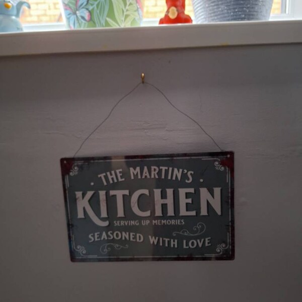 Personalised Metal Kitchen Sign Wall Door Signage Sage Green Galley ...