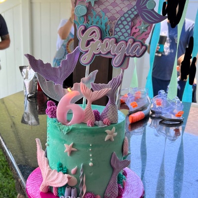 Mermaid Shaker Cake Topper, Mermaid Party Decor, Under the Sea Cake ...