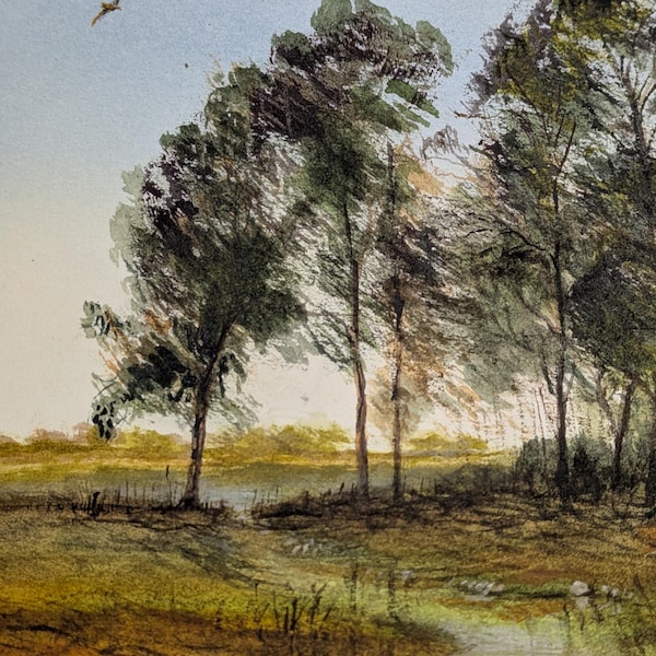 Original Luminist / Tonalist Watercolor Landscape Painting by Andrew ...