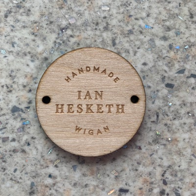 Personalised Button Tag for Crafters, Engraved Wood Buttons, Mirror or ...