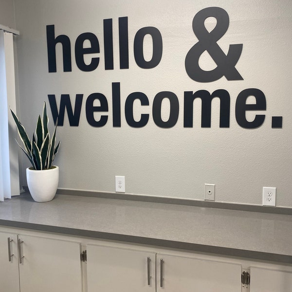 Hello & Welcome, Office, Wall, Art, Decor, 3D, PVC, Typography ...
